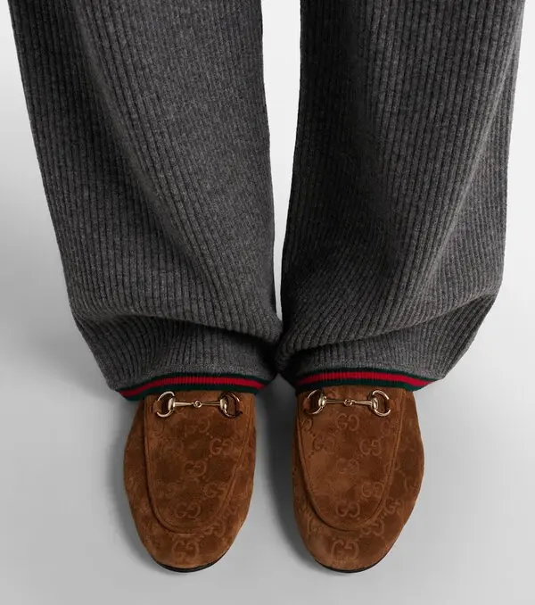 Gucci Jordaan Doria Suede Loafers - Brown
