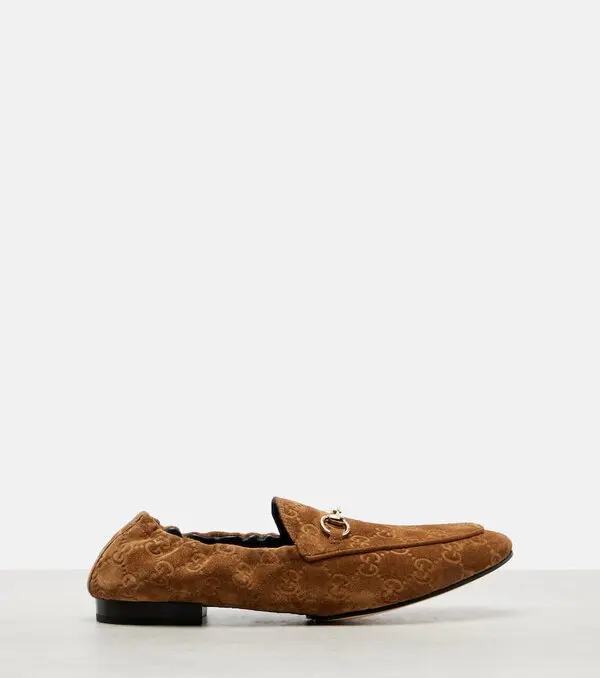 Gucci Jordaan Doria Suede Loafers - Brown