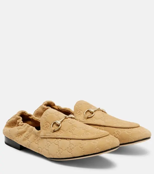 Gucci Horsebit Suede Loafers - Beige