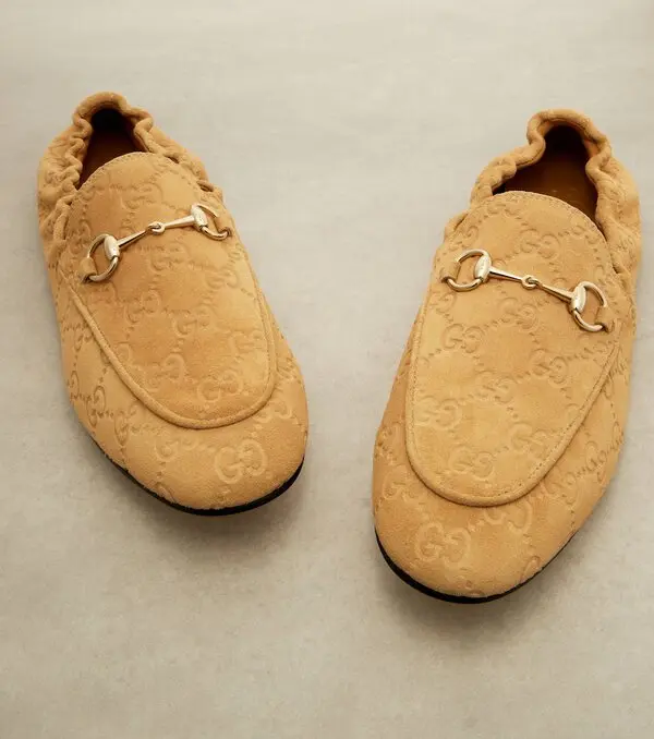 Gucci Horsebit Suede Loafers - Beige