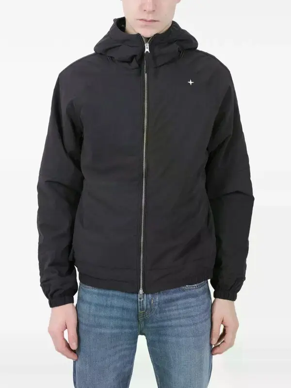 Stone Island Zip Fastening Hooded Jacket - Black