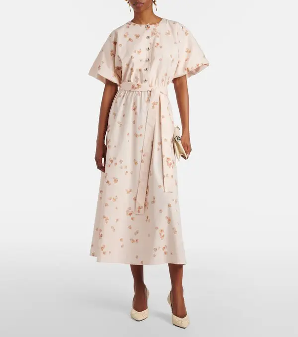 Altuzarra Paulinia Floral Cotton-blend Midi Dress - Pink