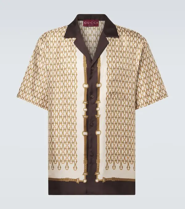 Gucci Printed Silk Twill Bowling Shirt
