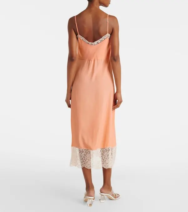 Simone Rocha Lace-trimmed Crêpe De Chine Slip Dress - Orange