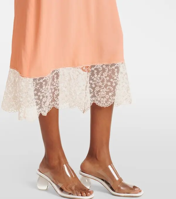 Simone Rocha Lace-trimmed Crêpe De Chine Slip Dress - Orange