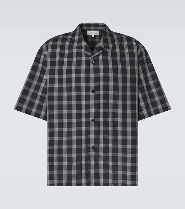 Studio Nicholson Kline Checked Cotton Bowling Shirt - Black