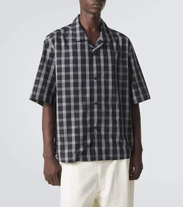 Studio Nicholson Kline Checked Cotton Bowling Shirt - Black