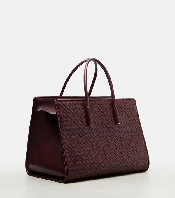 Bottega Veneta Medium Leather Tote Bag - Burgundy