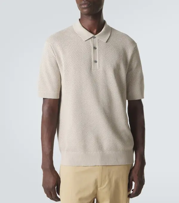 Sunspel Knitted Cotton Polo Shirt - Beige