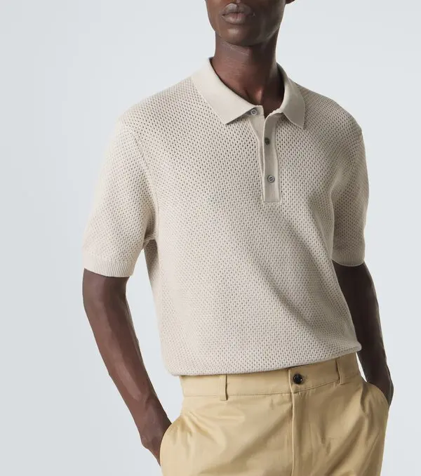 Sunspel Knitted Cotton Polo Shirt - Beige