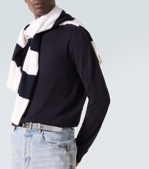 ALLUDE Virgin Wool Crewneck Sweater - Blue
