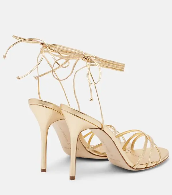 Manolo Blahnik Leva 105 Metallic Leather Sandals - Gold