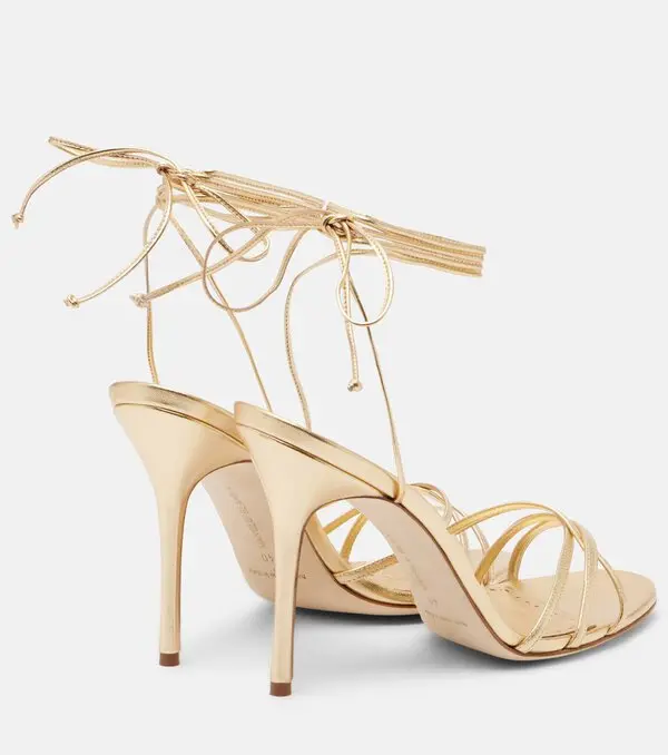 Manolo Blahnik Leva 105 Metallic Leather Sandals - Gold
