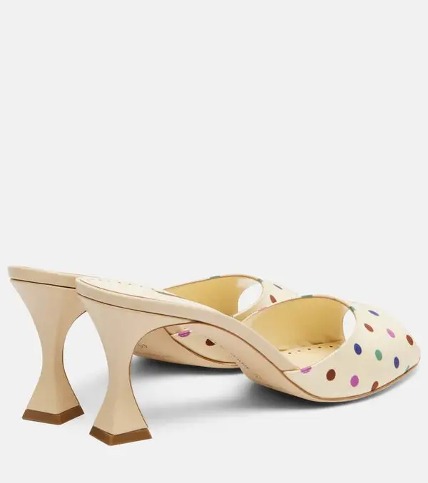Manolo Blahnik Jadaron Polka-dot Twill Mules - Beige