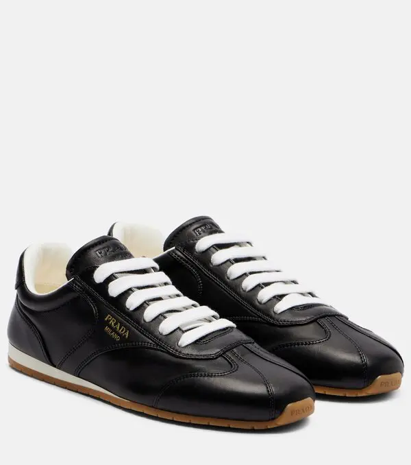 Prada Leather Lace-up Sneakers - Black