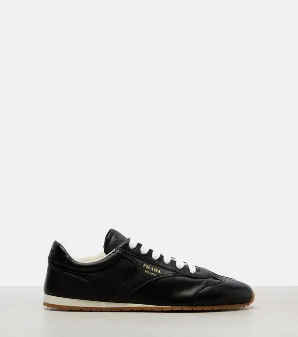 Prada Leather Lace-up Sneakers - Black