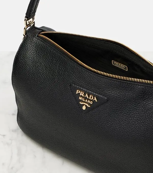 Prada Medium Leather Shoulder Bag - Black