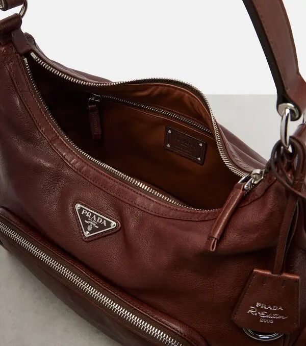 Prada Medium Leather Shoulder Bag - Brown