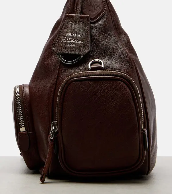 Prada Medium Leather Shoulder Bag - Brown