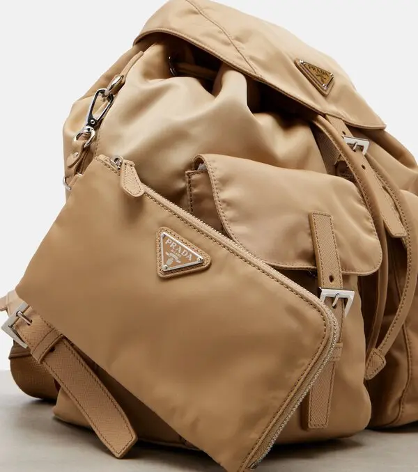 Prada Re-nylon Leather-trimmed Backpack - Beige