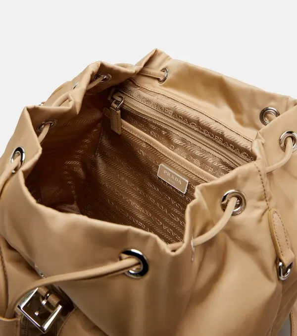 Prada Re-nylon Leather-trimmed Backpack - Beige