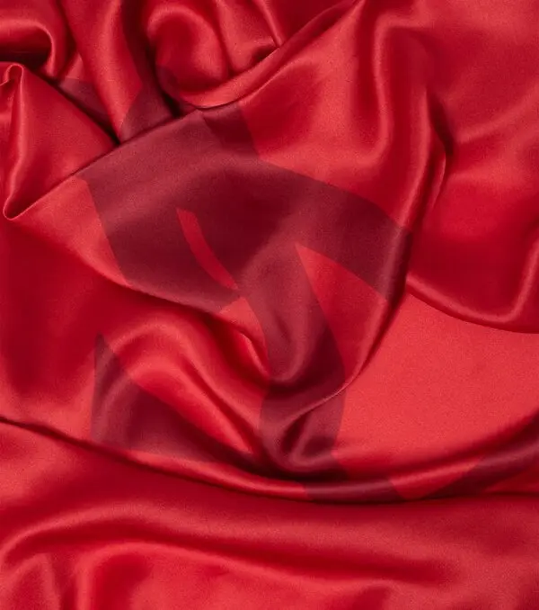 Saint Laurent Cassandre Printed Silk Charmeuse Scarf - Red