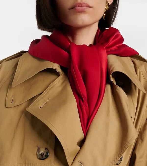 Saint Laurent Cassandre Printed Silk Charmeuse Scarf - Red