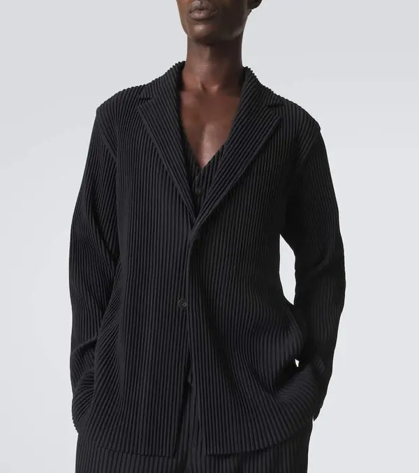 Issey Miyake Homme Plissé Basics Pleated Blazer - Black