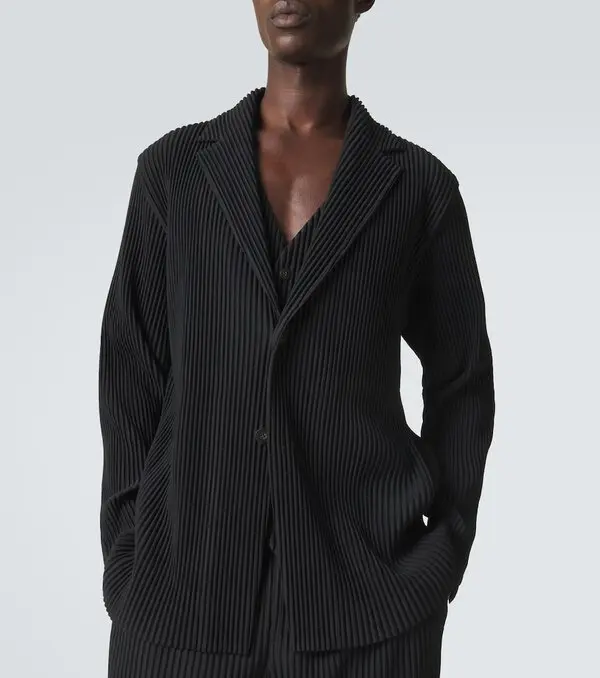 Issey Miyake Homme Plissé Basics Pleated Blazer - Black