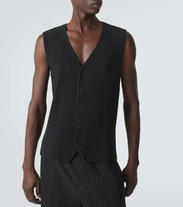 Issey Miyake Homme Plissé Pleated Vest - Black