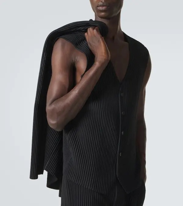 Issey Miyake Homme Plissé Pleated Vest - Black