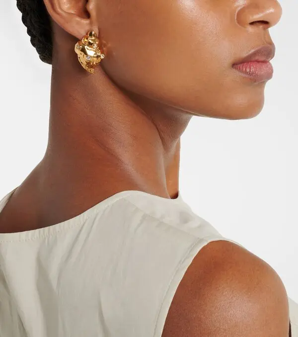 Oscar De La Renta Seashell Crystal-embellished Earrings - Gold