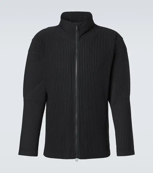 Issey Miyake Pleated Zip-up Cardigan - Black