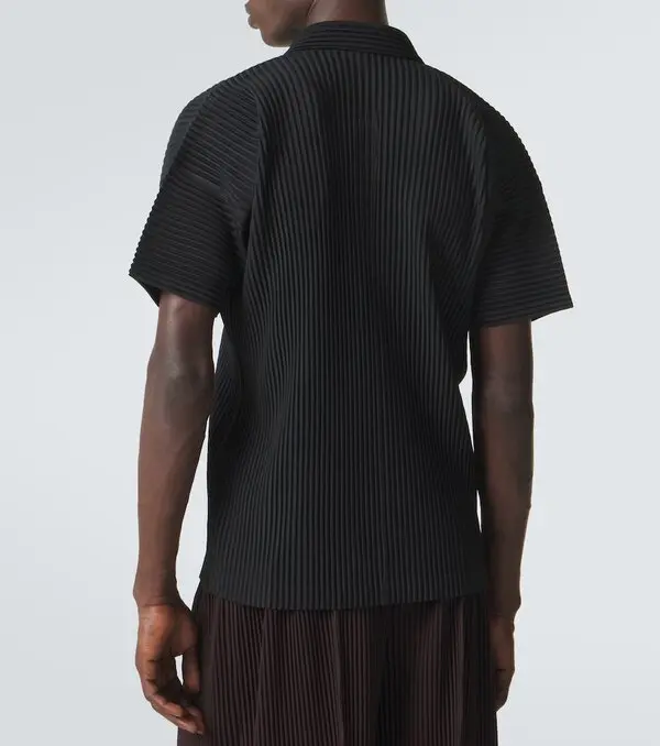 Issey Miyake Homme Plissé Basics Pleated Polo Shirt - Black