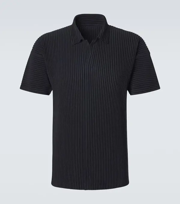 Issey Miyake Homme Plissé Basics Pleated Polo Shirt - Blue