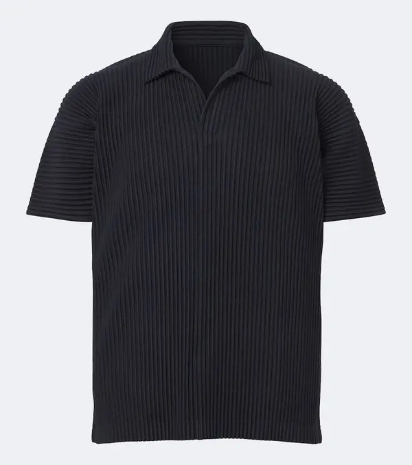 Issey Miyake Homme Plissé Basics Pleated Polo Shirt - Blue