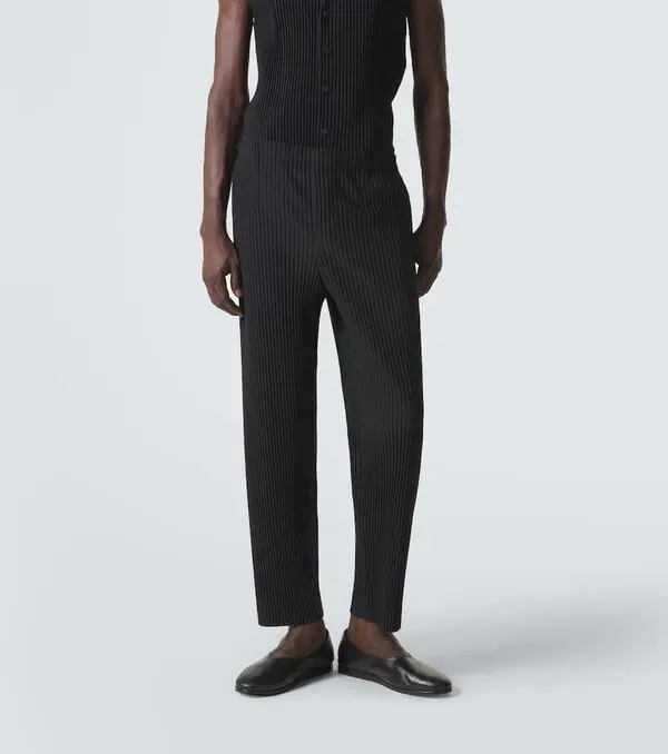 Issey Miyake Homme Plissé Pleated Straight Leg Trousers - Black
