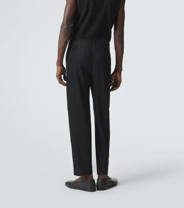 Issey Miyake Homme Plissé Pleated Straight Leg Trousers - Black