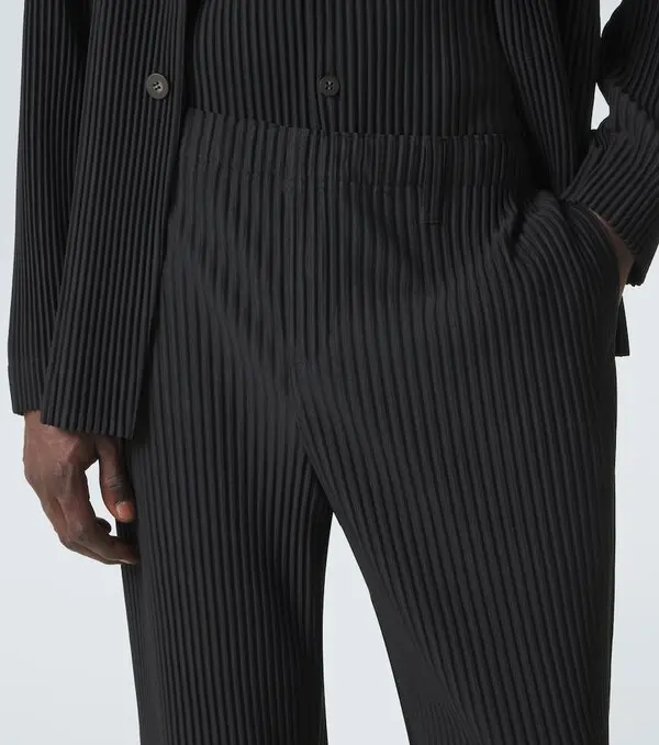 Issey Miyake Homme Plissé Pleated Straight Leg Trousers - Black