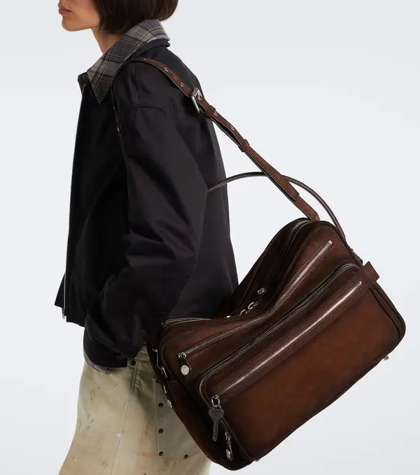 Acne Studios Camero Camera Suede Shoulder Bag - Brown