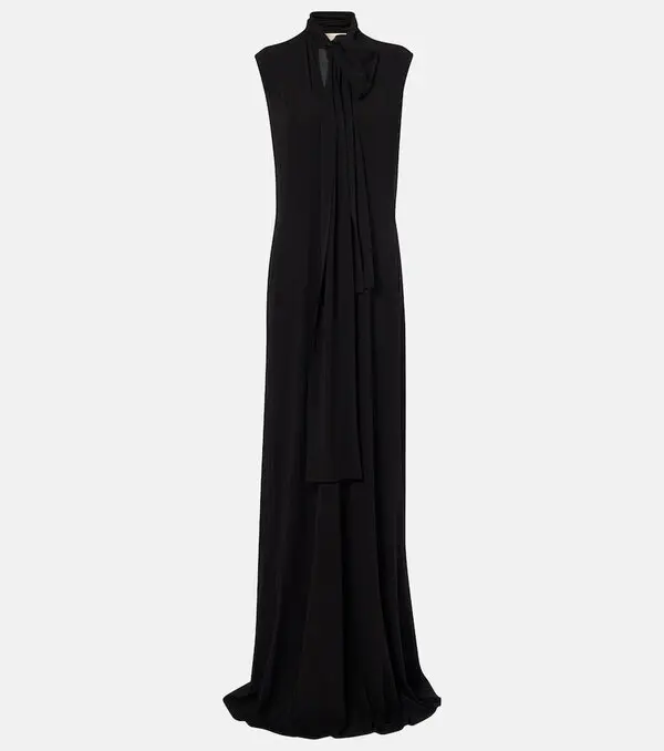 Plan C Scarf-detail Jersey Maxi Dress - Black