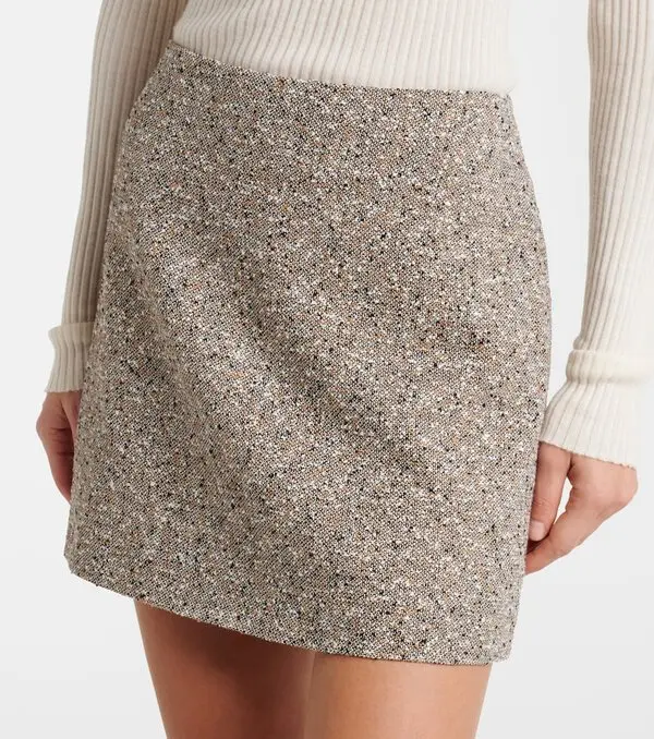 BLAZÉ MILANO Coci Linen-blend Tweed Miniskirt - Black