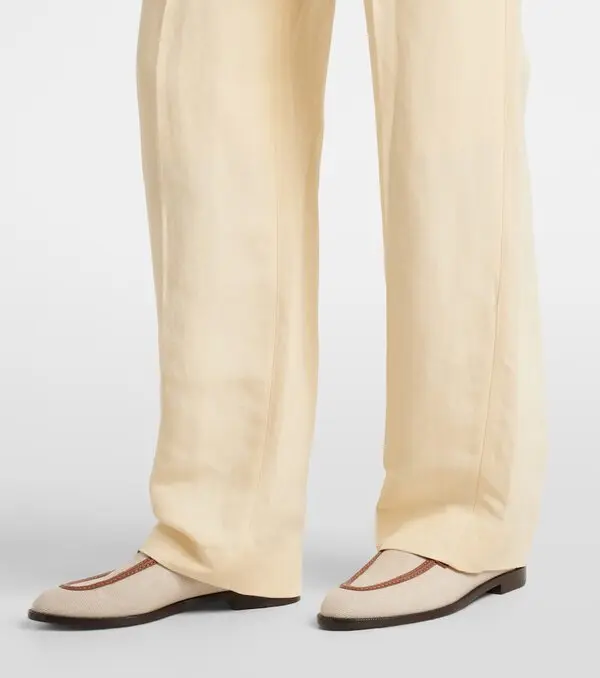 BLAZÉ MILANO Fox Linen And Silk Straight Pants - Beige