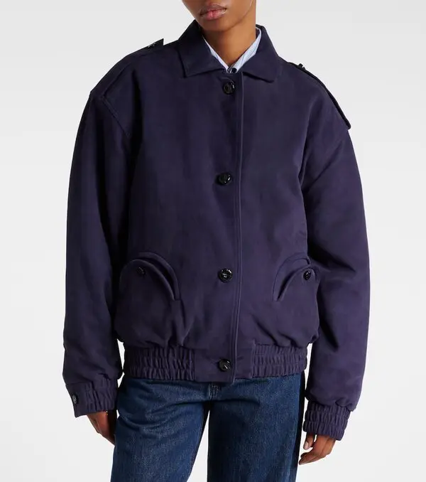 BLAZÉ MILANO Viva Charlie Suede Bomber Jacket - Blue