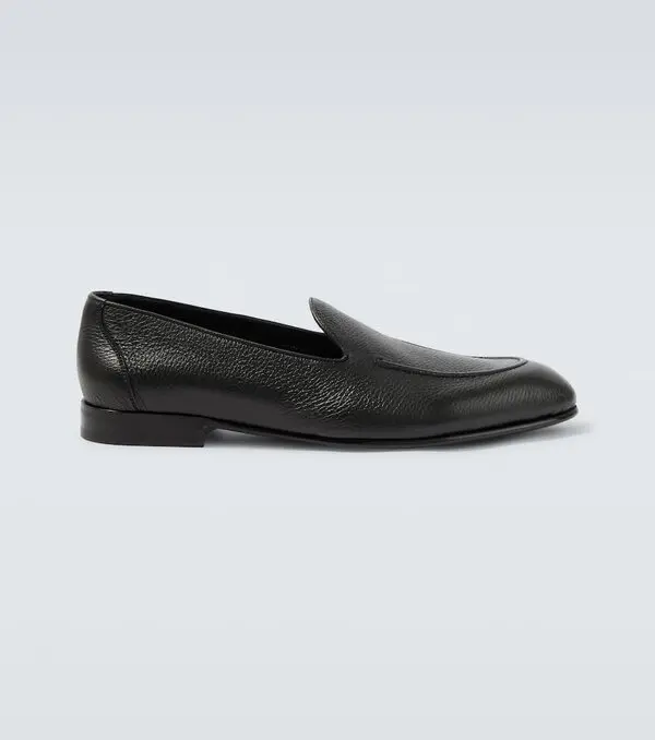 Brioni Appia Leather Loafers - Black