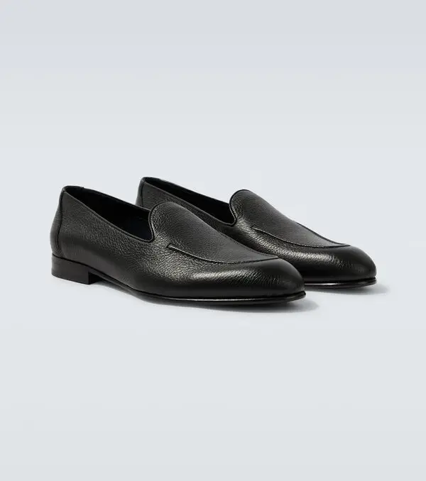 Brioni Appia Leather Loafers - Black