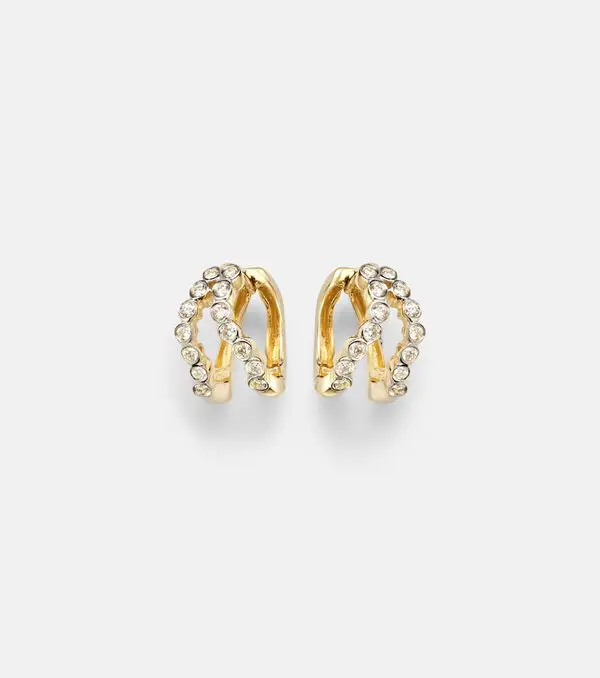 Mateo Wave 14kt Huggie Earrings With Diamonds - Gold