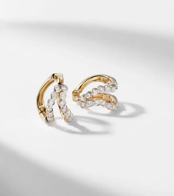 Mateo Wave 14kt Yellow Diamond Huggie Earrings - Gold
