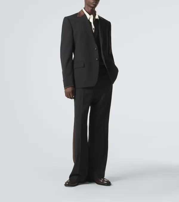 WALES BONNER Alto Satin-trimmed Virgin Wool Blazer