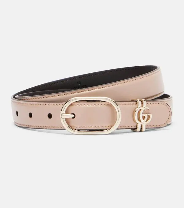 Gucci Double G Leather Belt - Brown